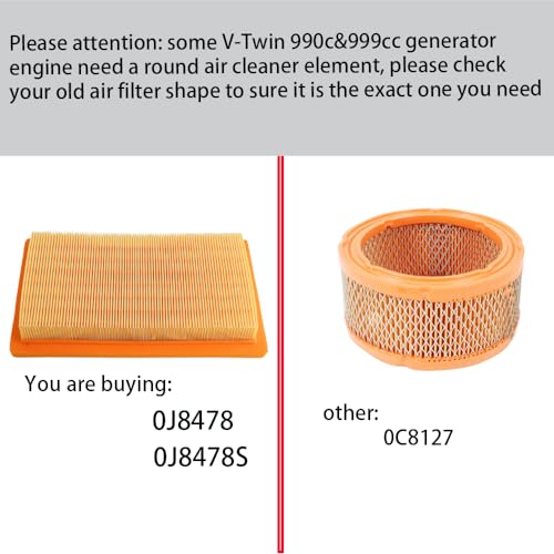 Ferilter 0J8478 0J8478S Air Filter for Generac 14KW 16KW 20KW 22KW Generator 2013 Evolution Series V-Twin 990CC and 999CC Engine Maintenance Kit