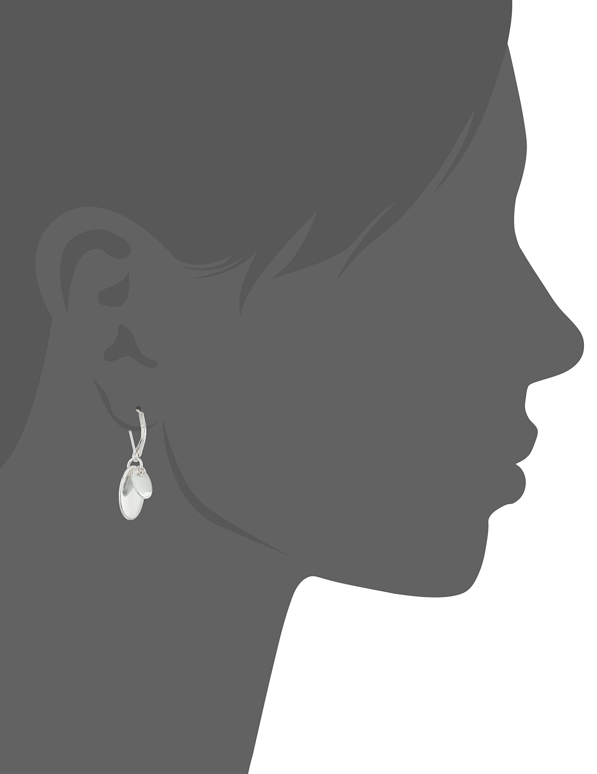 Chaps Women's Layered Disc Drop Leverback Drop Earrings, Silver