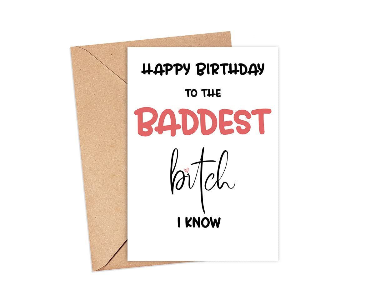LissiArt97 Happy Birthday To The Baddest Bitch I Know Card - Birthday Card For Friend - Best Friend - Her - Funny Birthday Card - Baddest Card - Greeting Card