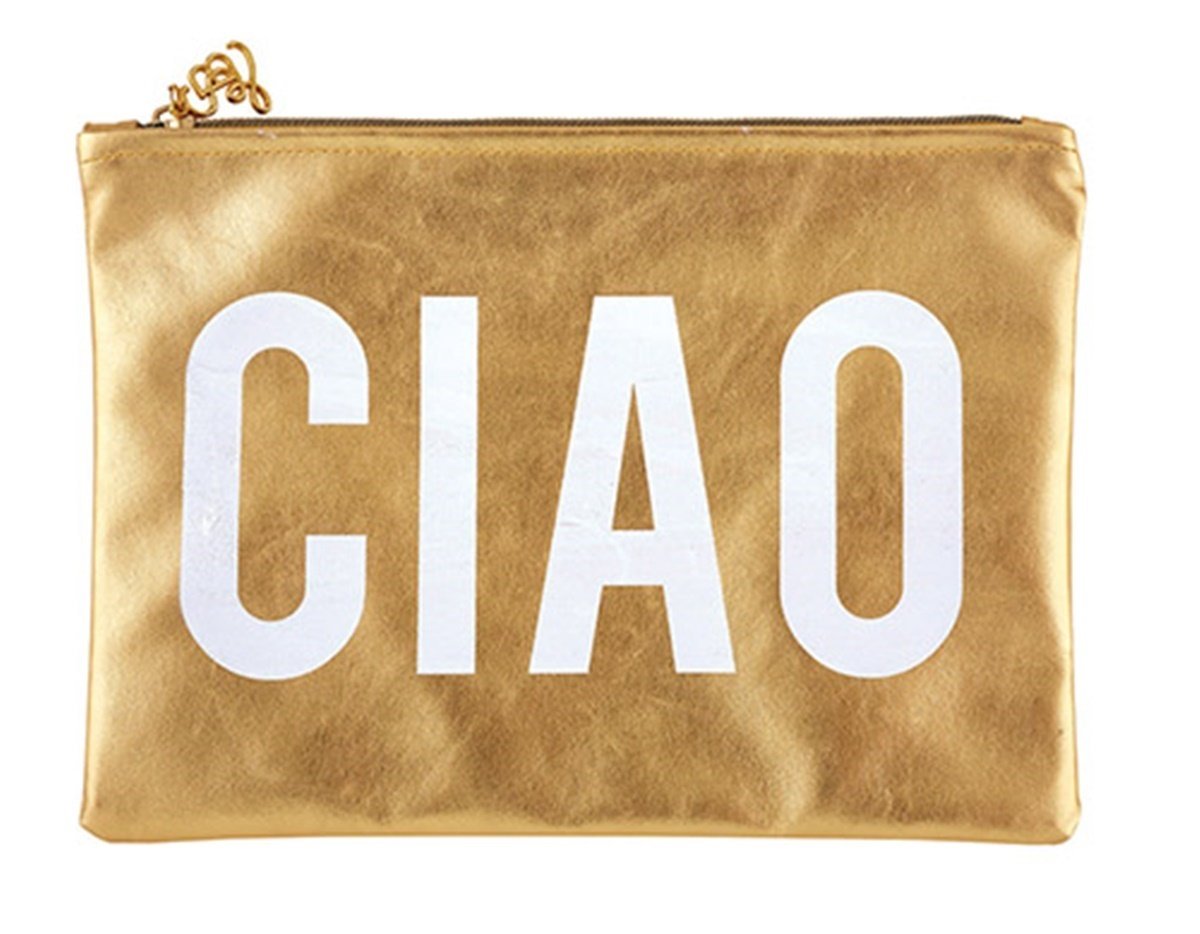 Coco + Ollie Womens Ciao Metallic Polycotton Pouch Tote Bag, 10 Inch