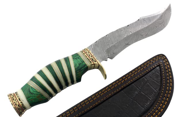 Custom handmade Damascus steel fixed blade hunting Bowie knife. PPI-29