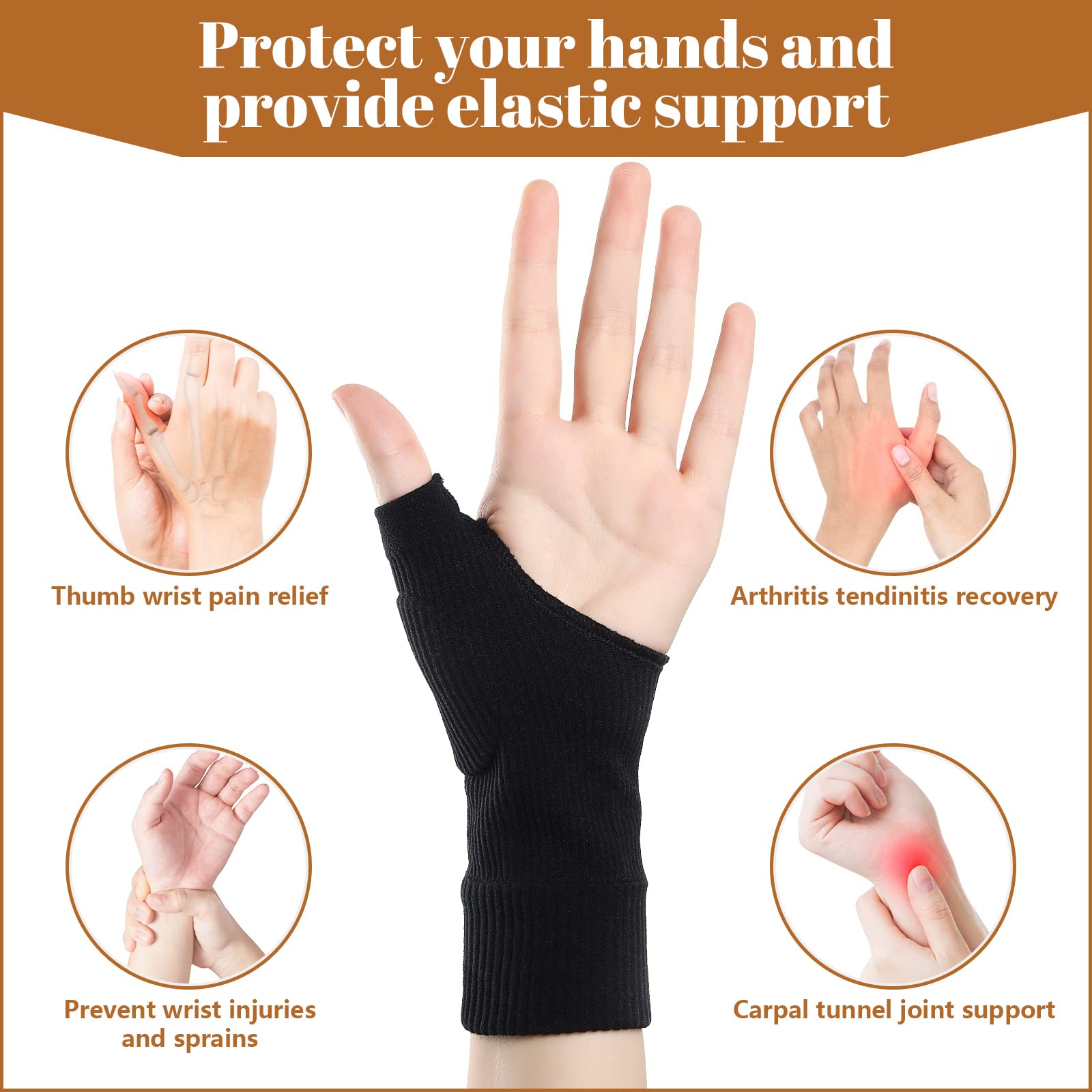 Chivao 3 Pairs Thumb Compression Gloves Wrist Brace Gloves Wrist Support Fingerless Glove Thumb Arthritis Compression Sleeve with Gel Pad for Wrist Joint Relieve Pain