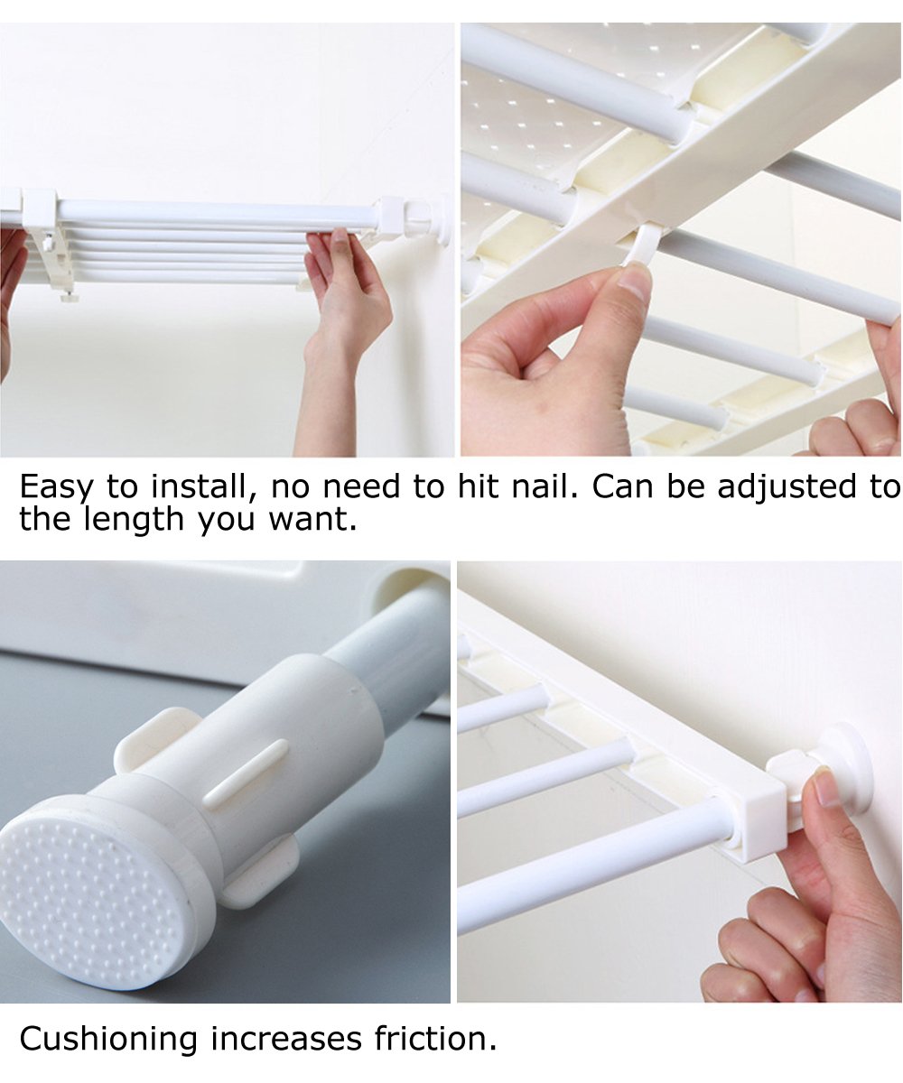 Scalable Layered Separator Updated Version Adjustable Storage Rack Shelf for Wardrobe Refrigerator Cupboard Random Colour ((33-53) x42cm)