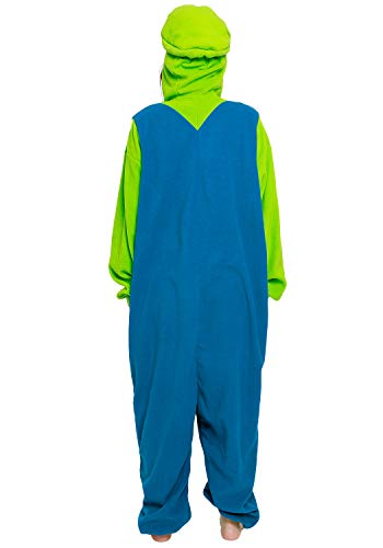 SAZAC Kigurumi Super Mario Bros Luigi - Onesie Jumpsuit Halloween Costume (One Size) Blue/Green
