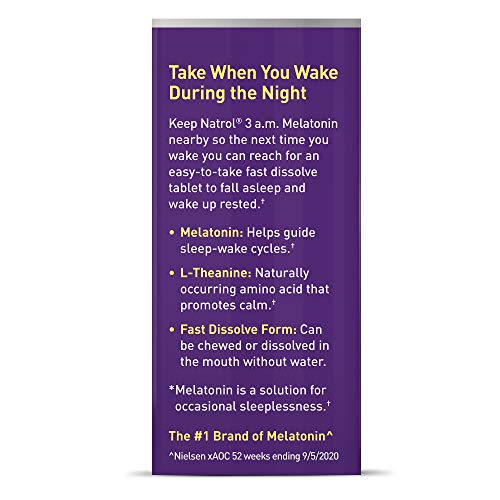 Natrol, 3 a.m. Melatonin Sleep Aid Strengthens Immune System 100 DrugFree and Natural Lavender Vanilla Flavor Fast Dissolve Tablets, 60 Count