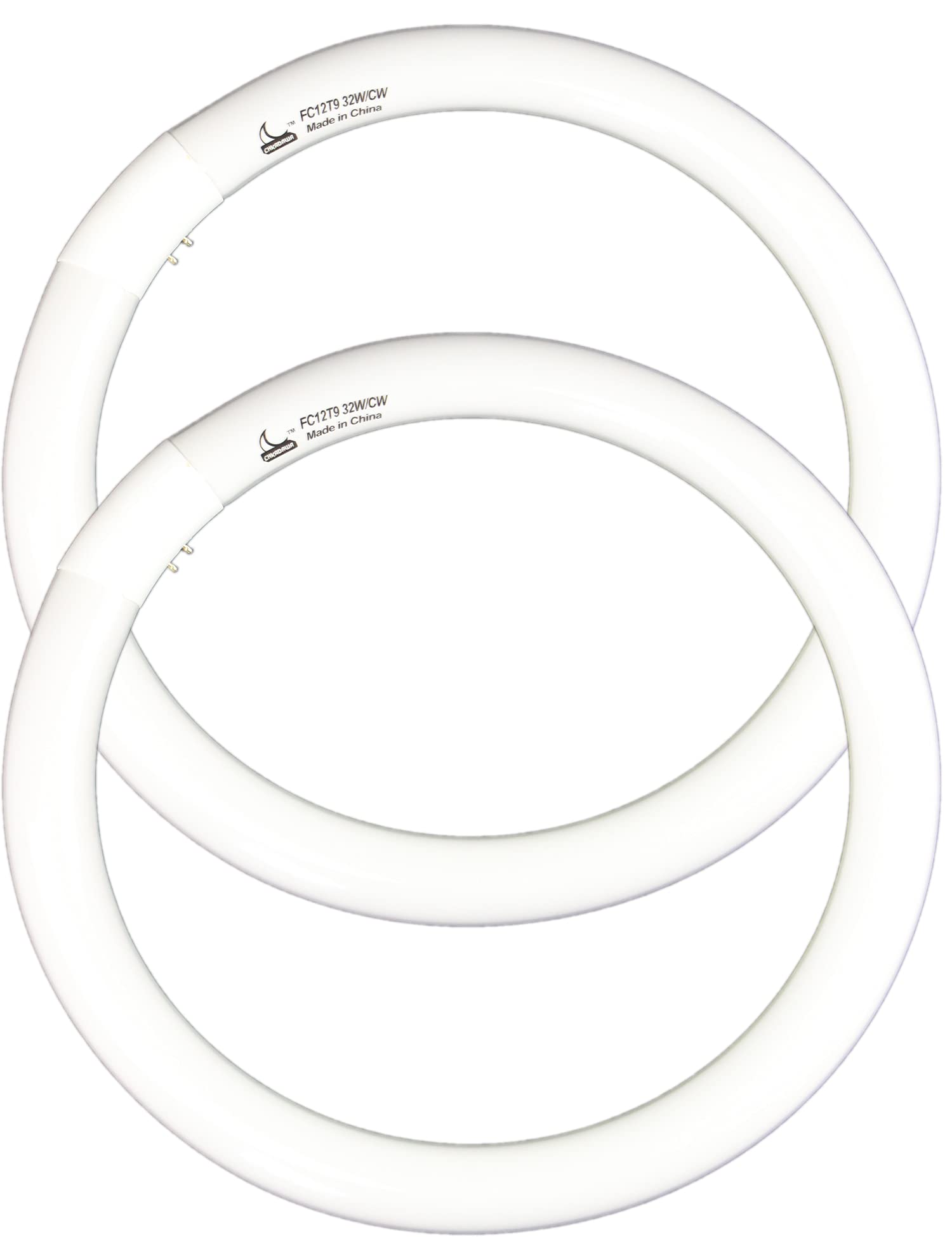 CHKADAWA FC12T9/CW Circline Fluorescent Light Bulb, 12 Inch T9 32W Circular Ceiling Fixture Round Bulb, 4100K Cool White 1900 Lumens, G10q 4 Pin Base, 2 Pack