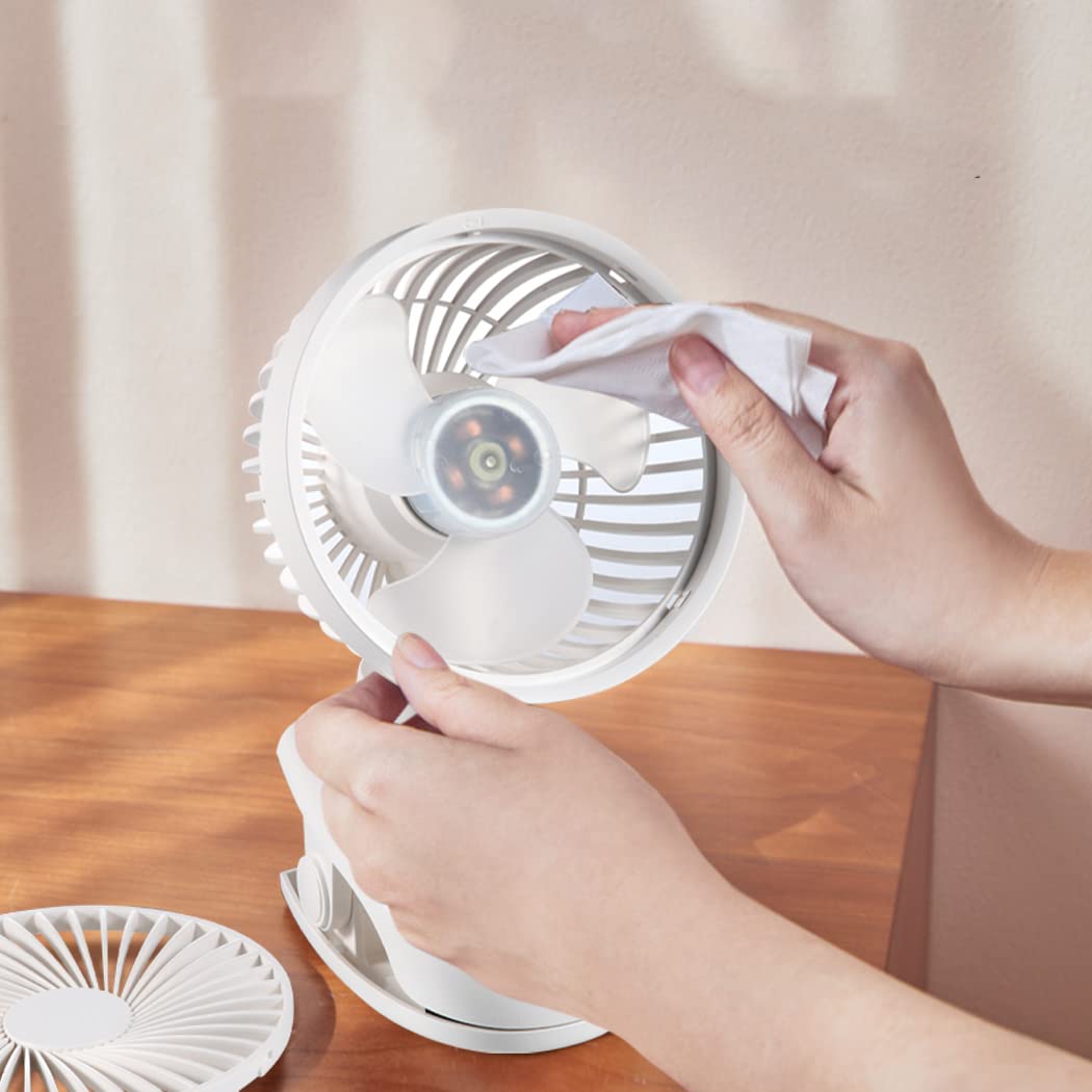 FIELDSKY Small Oscillating Desk & Clip Fan Portable Table Fan USB Rechargeable Battery Powered Quiet Personal Fan Dual Adjustable Angle Desktop Air Circulate Fan with 4 Speed
