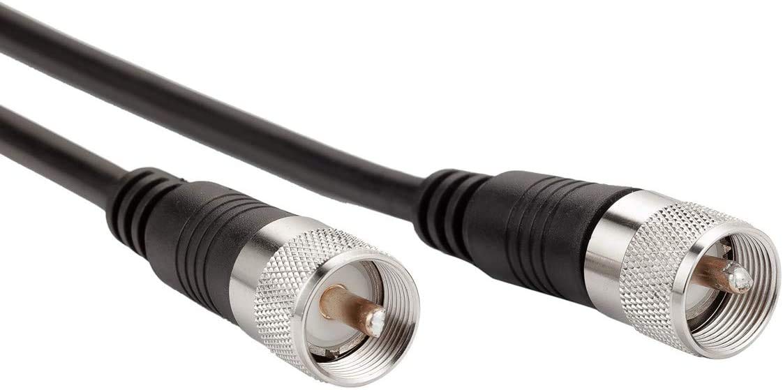 RFAdapter CB Coax Cable 25ft, RG8x Coaxial Cable 25ft, UHF PL259 Male to Male Low Loss CB Antenna Cables, 50 Ohm for HAM Radio, Antenna Analyzer, Dummy Load, SWR Meter