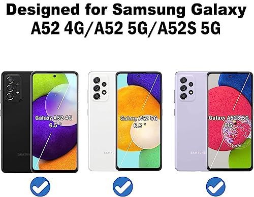 QHOHQ 3 Pack Screen Protector for Samsung Galaxy A52 4G/A52 5G/A52S 5G with 3 Pack Camera Lens Protector, Tempered Glass Film, 9H Hardness, HD, Anti-Scratch, 2.5D Edge, Anti-Fingerprint, Easy to install