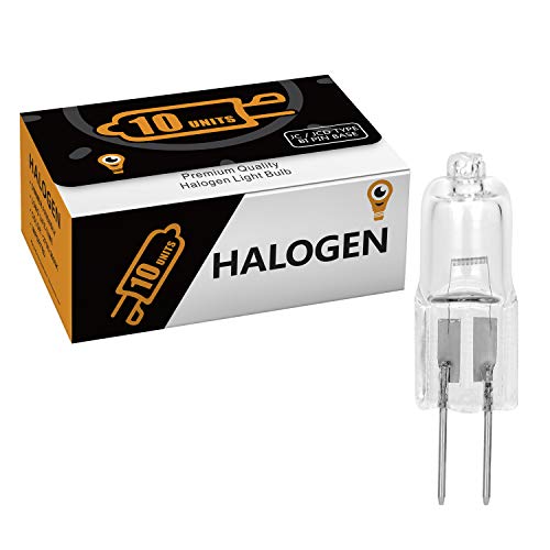 Pack of 10 - 10 Watt 6V JC G4 Base Halogen Lamp 10W Bi-Pin Light Bulbs 6 Volt JC Laboratory Optical Microscope Lab Equipment Scope Camera Flashlight Clinic Medical Dentistry Video Lighting Replacement