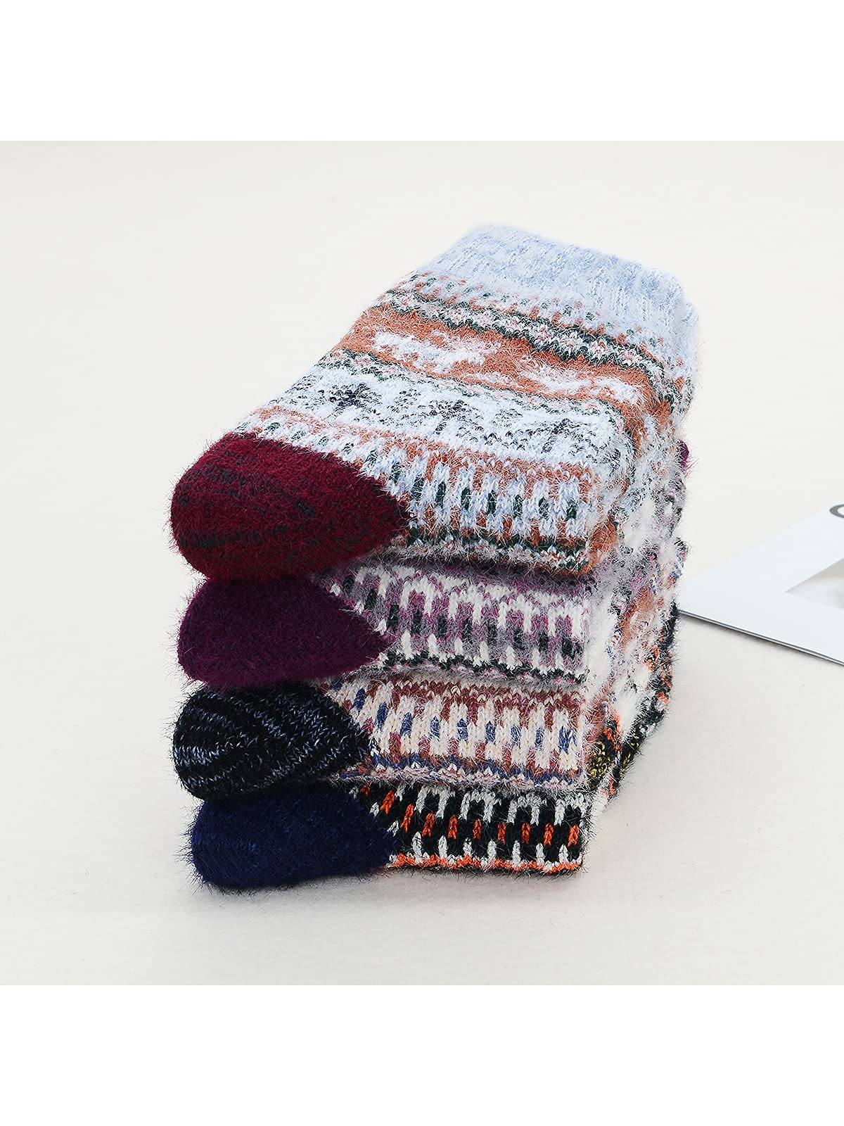 Cosy Encounter Womens Athletic Sports Cozy Wool Socks Warm Knit Thick Soft Winter Crew Socks 4 Pairs Christmas Deer One Size,WDCENS4162SXE4PSN