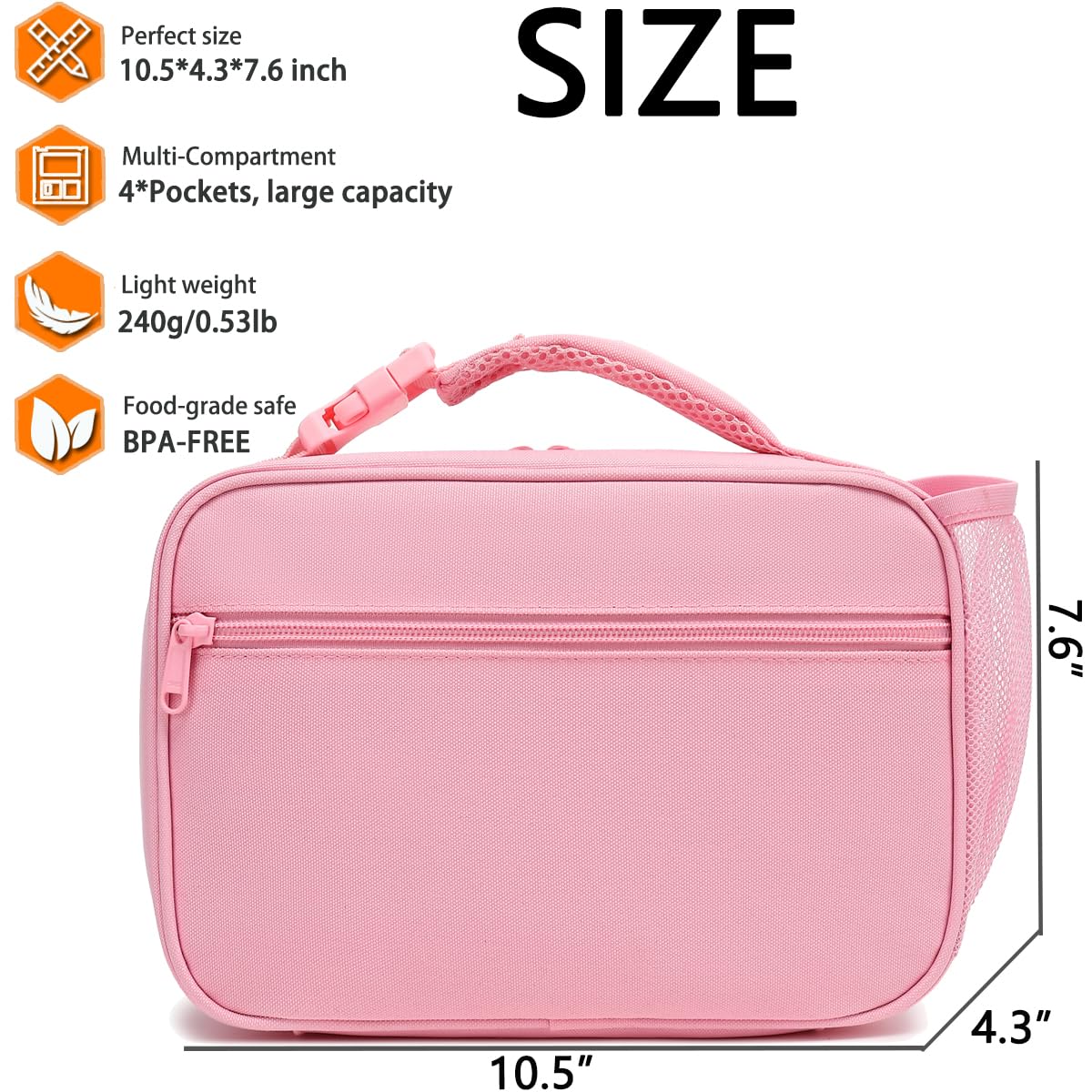 GYEUKHAM Insulated Lunch Box for School, Thermal Reusable Durable Freezable Lunch Bags for Kids Boys Girls Men Women - Small Soft Cooler Portable Lunch Tote Kit for Work Picnic Travel,Pink