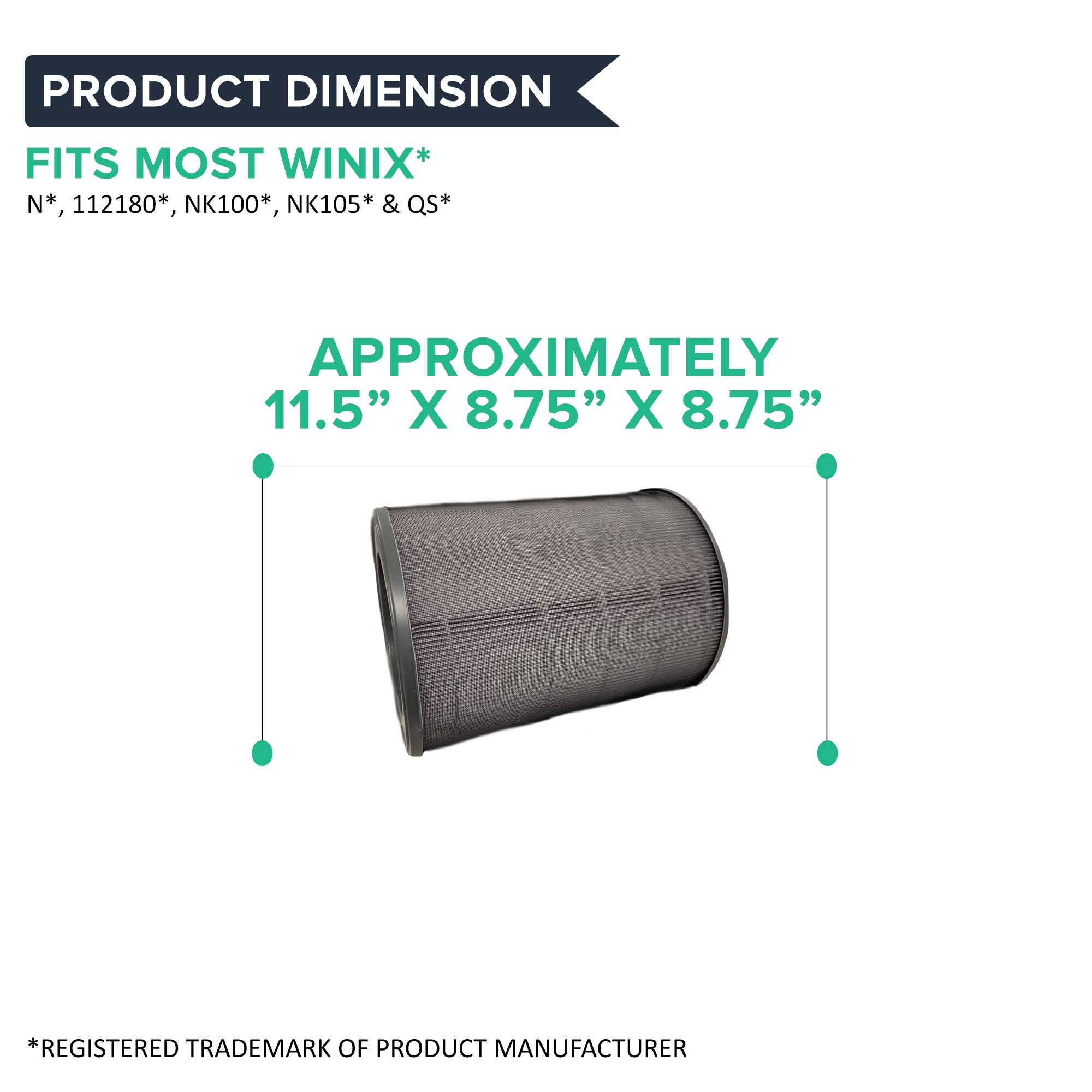 Think Crucial Replacement Air Purifier Filter Fits Winix N, Models NK100, NK105 & QS, Compare to Part # 112180, 4 PACK