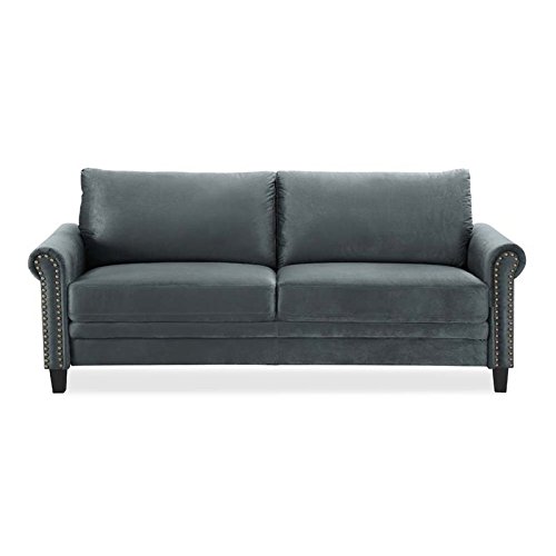 Bowery Hill Contemporary Living Room Microfiber Upholstery Sofa in Gray