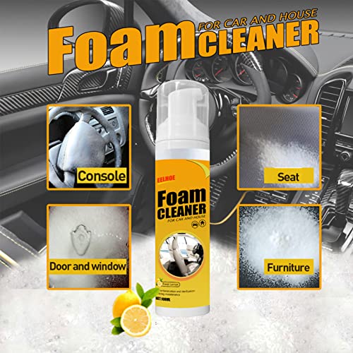 shoxil Foam Cleaner, Spray Foam Cleaner, Multifunctional Car Foam Cleaner, Foam Cleaner for Car and House Lemon Flavor, Strong Decontamination Cleaners Spray for Kitchen and Car (30ml, 3Pcs)