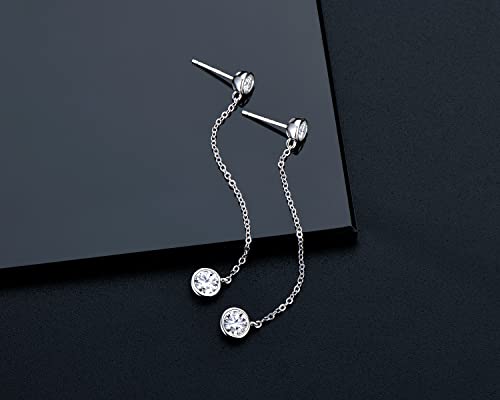 DYUNQ Moissanite Dangle Earrings, 925 Sterling Silver Hypoallergenic Long Lab Created Diamond Earrings, Jewelry Gifts
