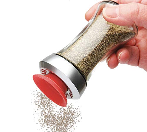 Trudeau Set of 2 Salt and Pepper Pop Table Shakers, Small, Red