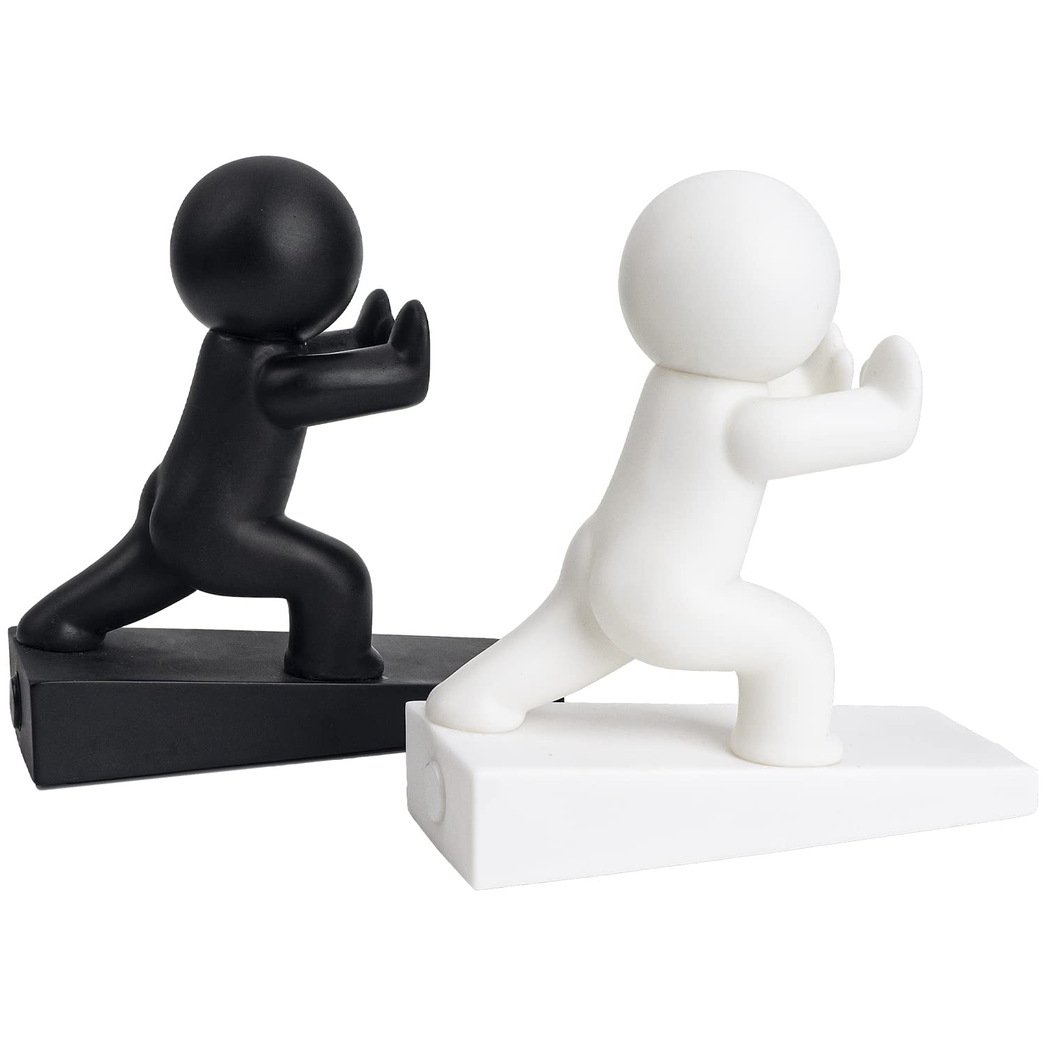 Cute Door Stopper, 2 Pack Door Stop, Flexible and Effective to Keep Your Door Open, White+Black (Patented)