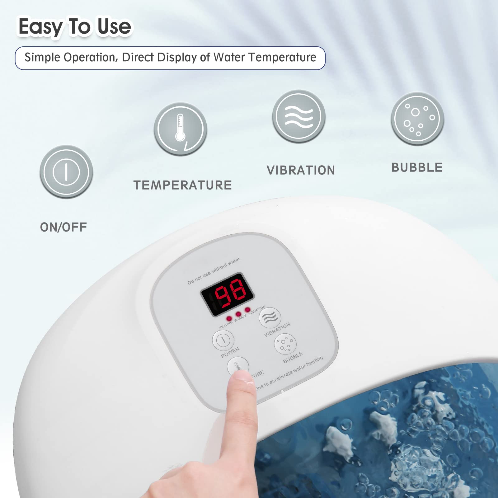 CHRUN Foot Spa Bath Massager with Shiatsu Massage Heated Vibration, Air Bubbles 14 Massage Roller Storage Boxes, Fast Heating and Adjustable Temperature Control 95-118℉ for Family Feet Stress Relief
