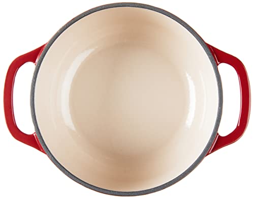 Lodge 1.5 Quart Enameled Cast Iron Dutch Oven with Lid – Dual Handles – Oven Safe up to 500° F or on Stovetop - Use to Marinate, Cook, Bake, Refrigerate and Serve – Red