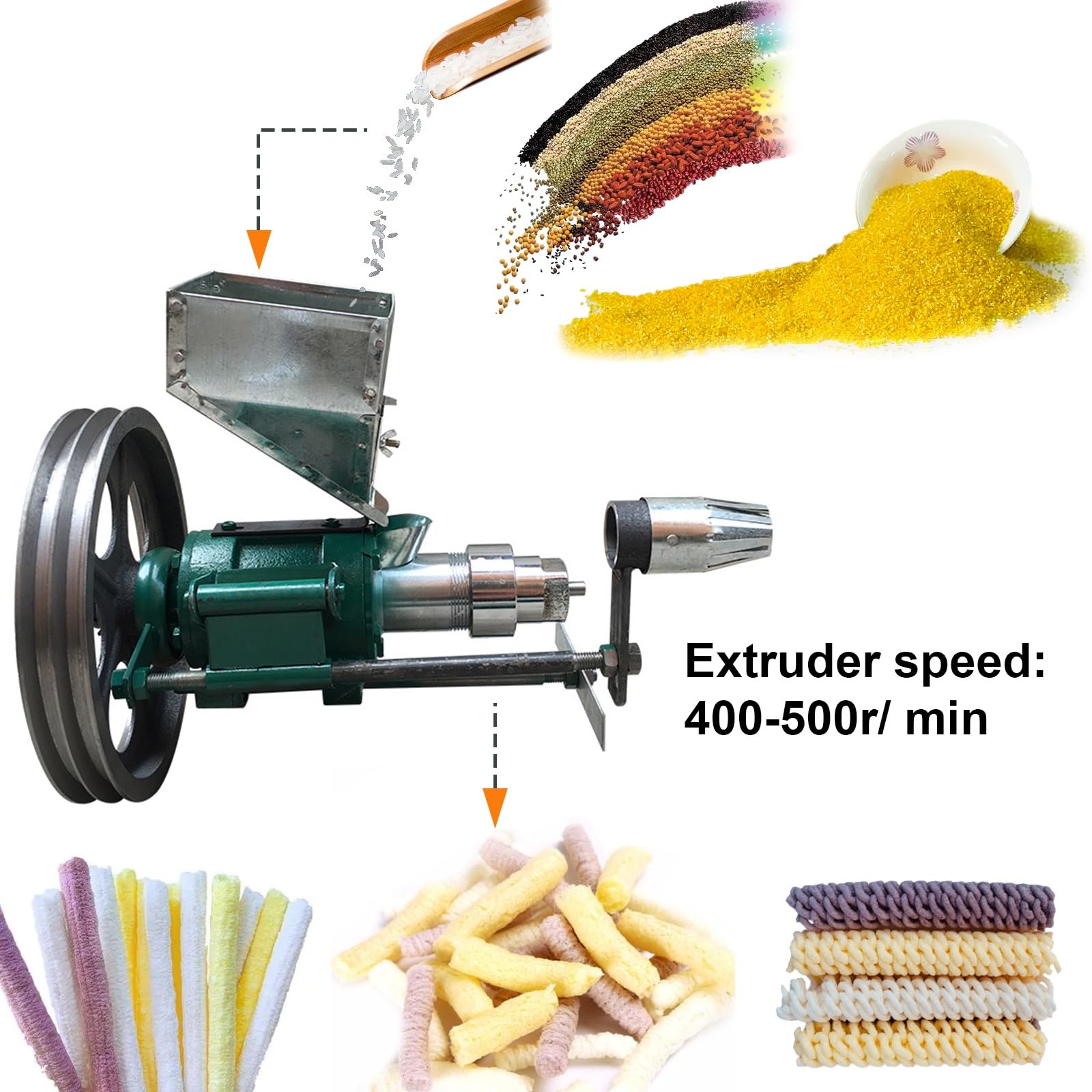 Generic Corn Puffed Food Extruder with Support Frame Extruding Food Puffing Machine with 7 Molds Rice Corn Puffing Snack Extrusion Machine for Kitchen Food Processing