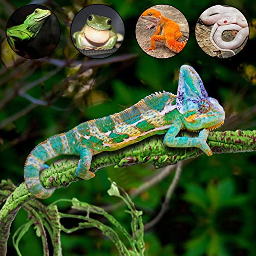 HERCOCCI Reptile Vines, Flexible Jungle Climbing Vines Terrarium Plastic Plants and Leaves Tank Accessories Decor for Gecko Snake Lizard Bearded Dragon Hermit Crab Frog