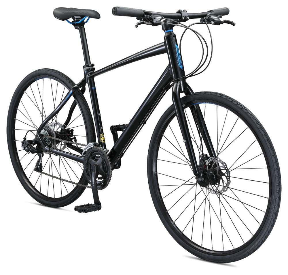 Schwinn Vantage F3 Mens/Womens Sport Hybrid Bike, 21-Speed Drivetrain, 55cm/Small Aluminum Frame, Flat Bar, Disc Brakes, Smooth Ride Technology, Black