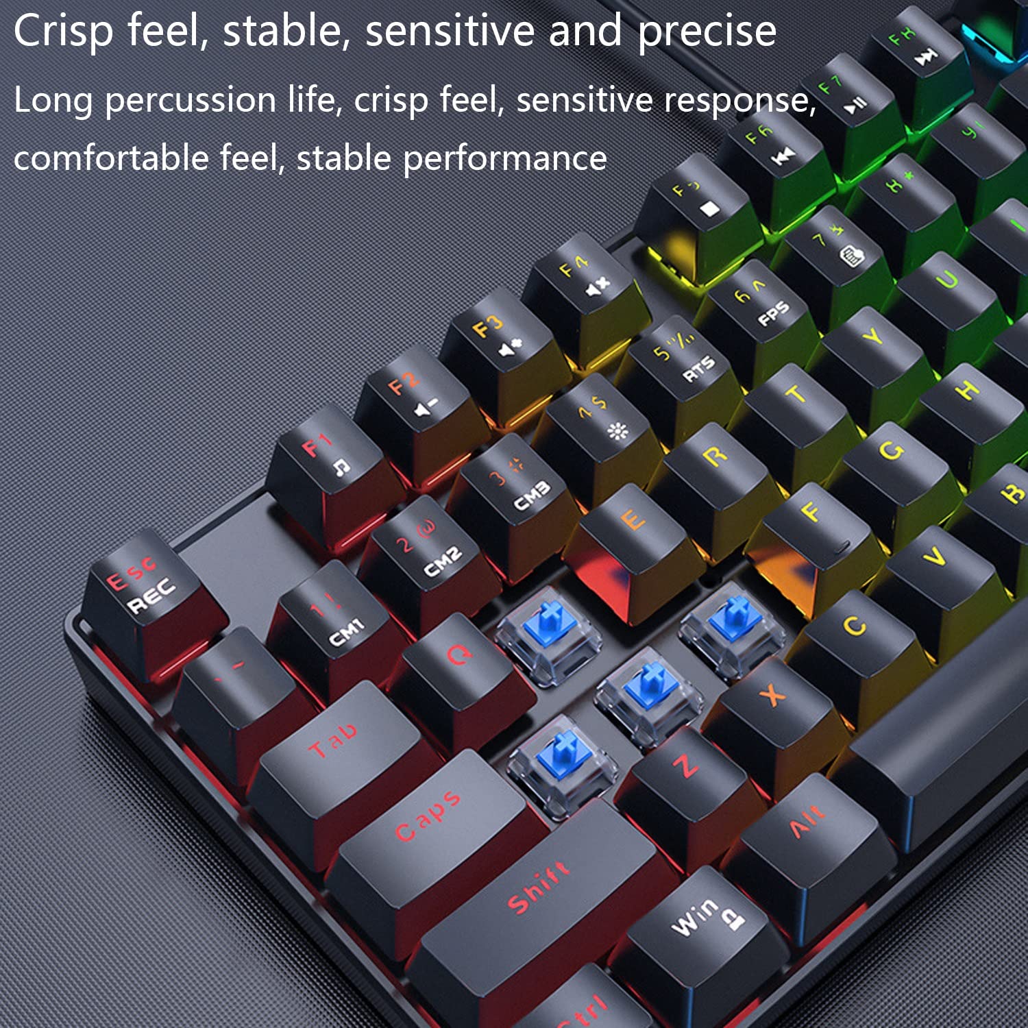 EXHNLE Mechanical Gaming Keyboard and Mouse Combo, Mechanical Keyboard Small Compact, USB Illuminated Gaming Mouse Set for Computer PC Gamer Laptop