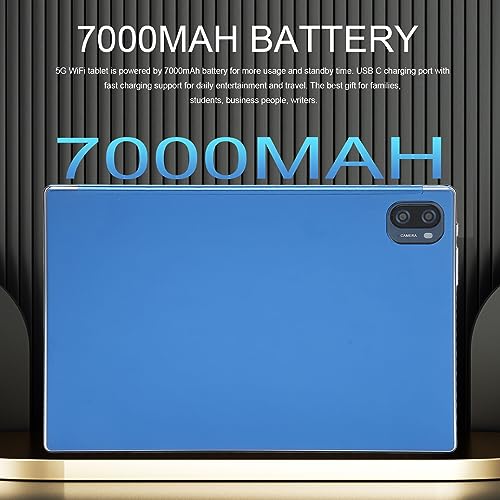 DAUZ Tablet PC, 2 in 1 8 Core CPU Blue 10.1 Inch Tablet Front 8MP Rear 16MP Night Reading Mode Fast Charging for Entertainment (US Plug)