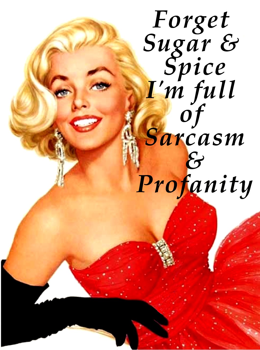 Forget Sugar & Spice I'm Full of Sarcasm & Profanity 2" x 3" Fridge Magnet Refrigerator Vintage Image Gift Retro Funny Humor C