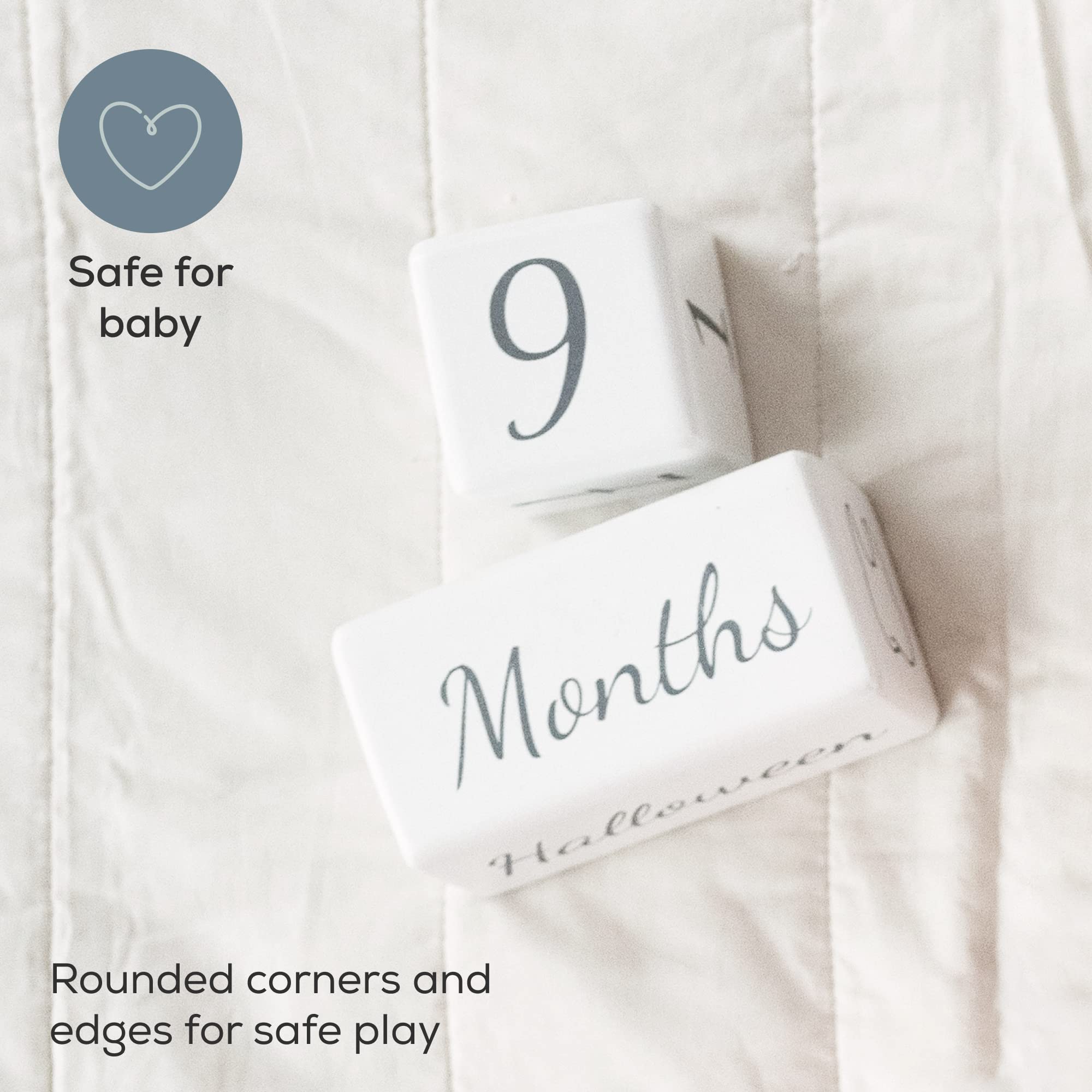 First Landings Milestone Blocks - Wooden Milestone Markers for Baby's First Year - White