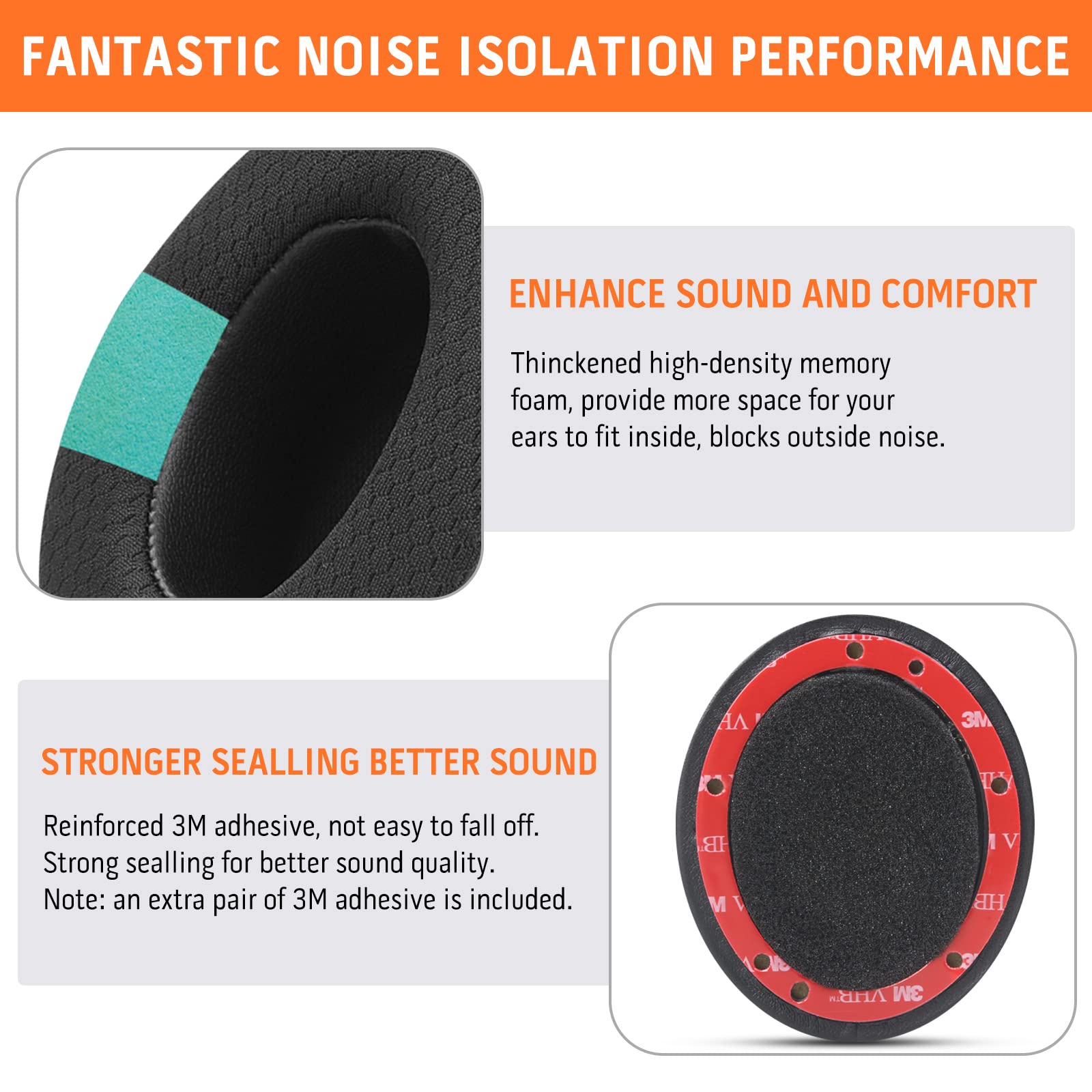 GVOEARS Replacement Ear Pads for Beats Studio 3, Ear Cushions for Beats Studio 2&Studio 3 Wired & Wireless Not Fit Beats Solo On-Ear Headphone with Noise Isolation Memory Foam