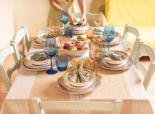 Euro Ceramica Duomo 16 Piece Stoneware Dinnerware Set, Service for 4 β Thanksgiving-Fall-Summer Dishes - Floral Design, Multicolor
