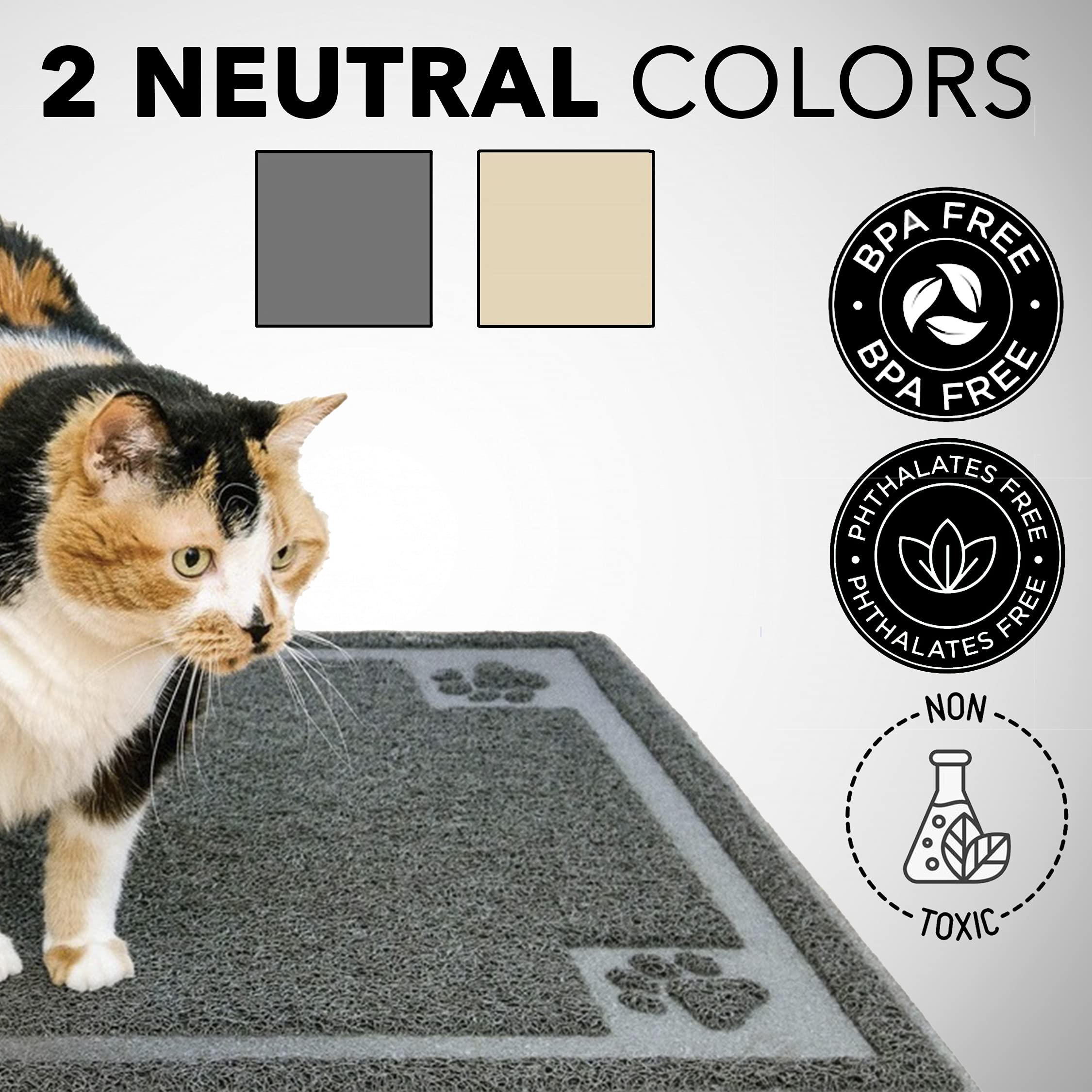 Cat Litter Mat by CleanHouse Pets (XL Size: 36"x24") - Non-Slip, Durable, Easy to Clean, Water Resistant - Eliminates Litter Tracking, Soft on Kitty Paws, Scatter Control, Covered Litter Box Mat