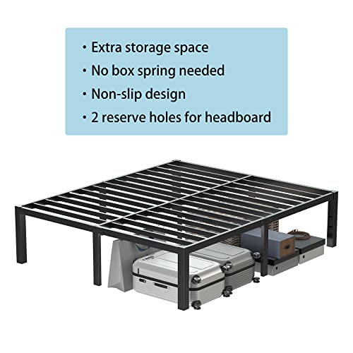 MAF Queen Bed Frame Size 14 Inch Metal Heavy Duty Platform Bedframe with Steel Slats Support Noise Free Queen-Bed-Frame, No Box Spring Needed