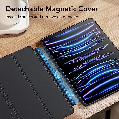 ESR for iPad Pro 11 Inch Case (2022/2021), Detachable Magnetic Cover, Smart Trifold Stand with Hard Shell Back, Pencil 2 Wireless Charging, Slim and Light, Ascend Series, Frosted Black