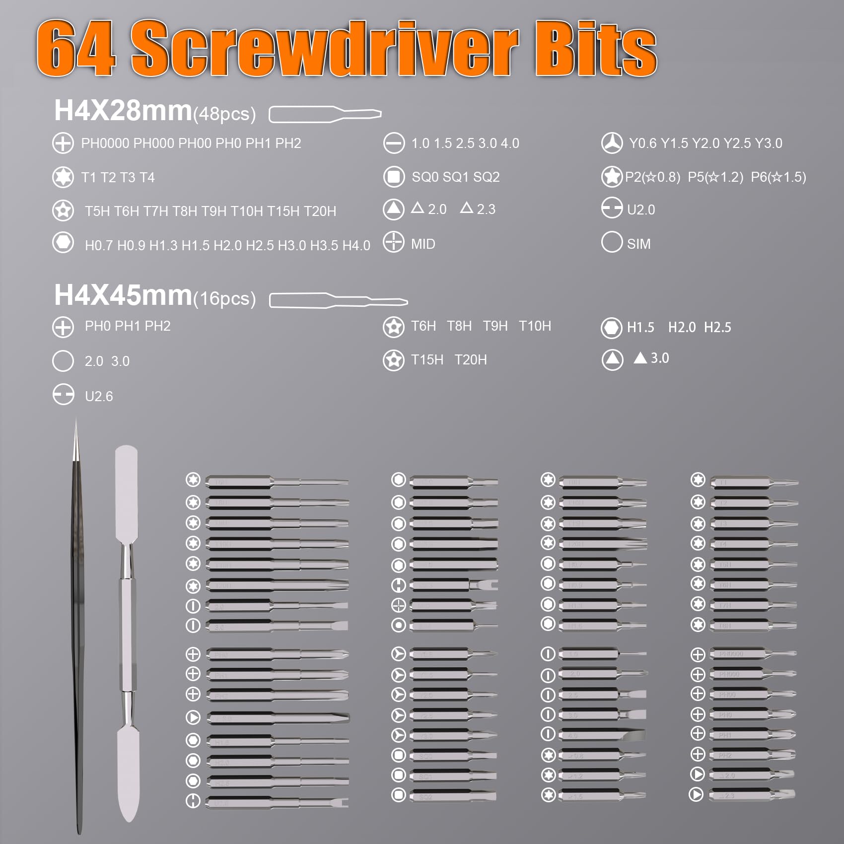 KUNLUN 68-in-1 Mini Electric Screwdriver Set, Small Electric Screwdriver Cordless with 64 Magnetic Bits, 5 Torque Settings, 4 LED Lights Power Screwdriver Repair Tool Kit for Phone Camera Laptop Watch