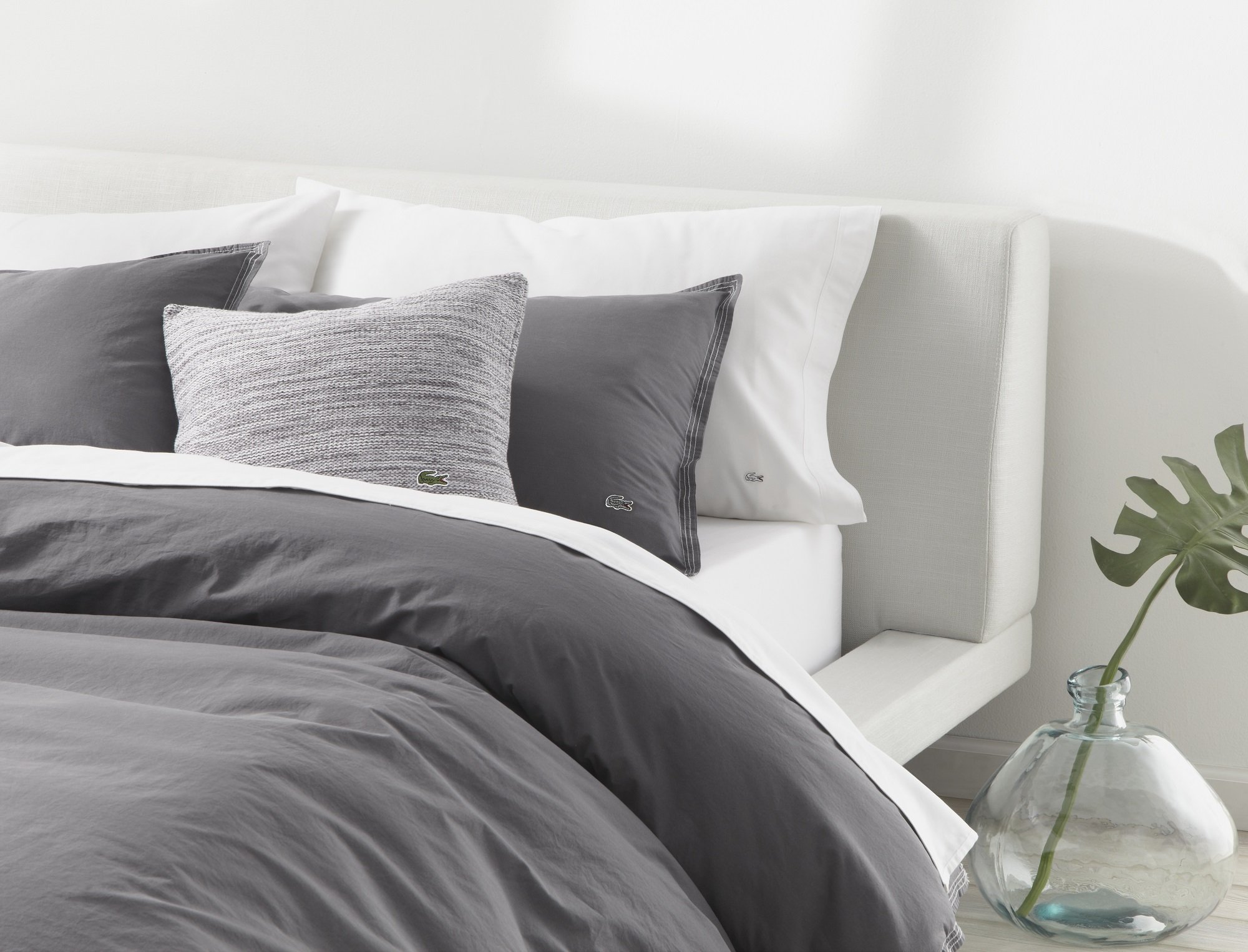 Lacoste Washed Solid Duvet Set, Castle Rock, King