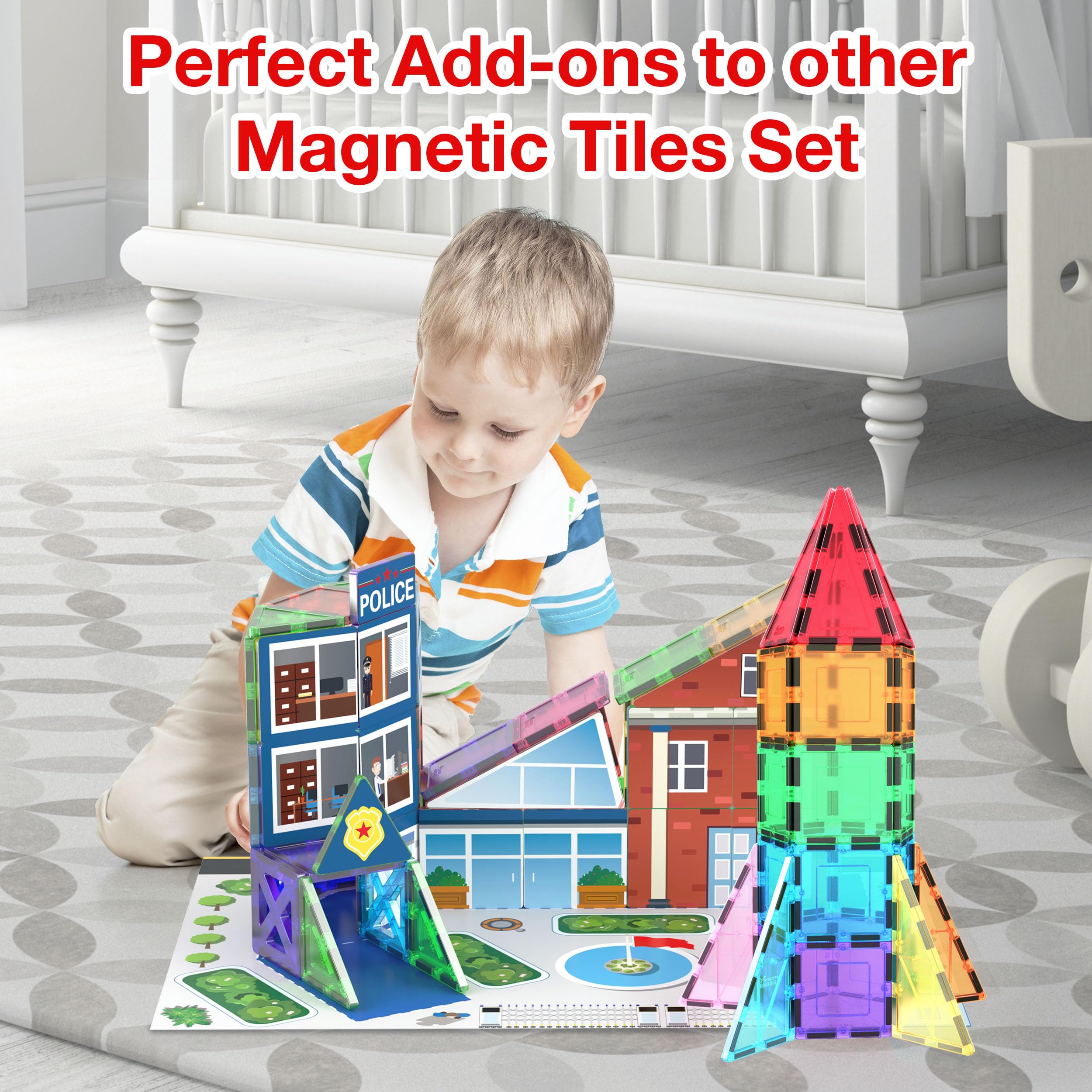 PicassoTiles Magnetic Building Block Rocket Booster Theme Set Magnet Construction Toy Educational Kit Engineering STEM Learning Playset Child Brain Development Stacking Blocks Playboard PT32