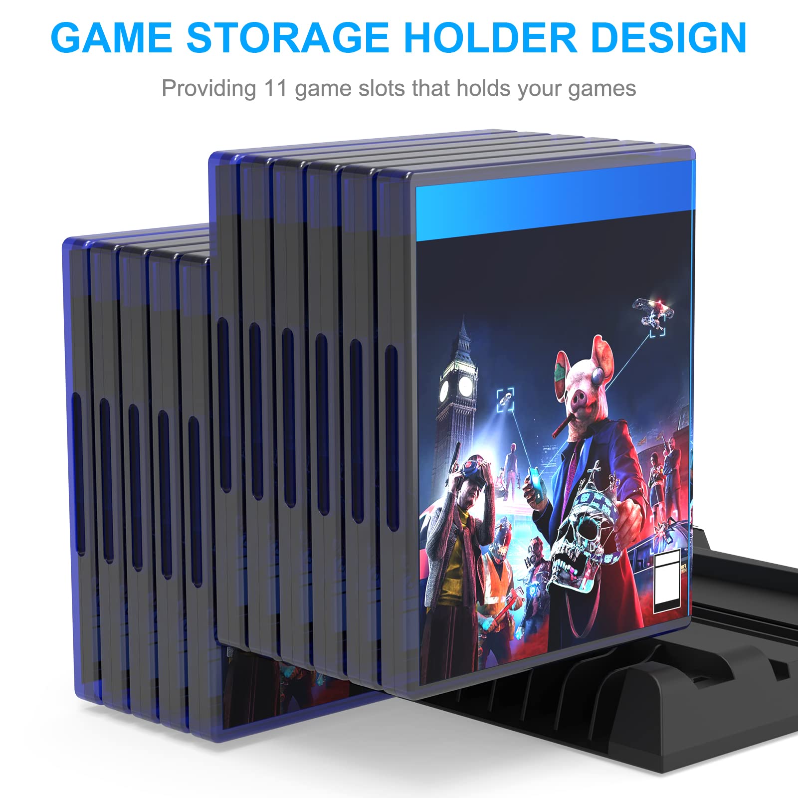 Cooling Station with Controller Charger for PS5, YUANHOT Stand with Cooling Fan, Controller Charging Dock, Game Slots Accessories Compatible with Playstation 5 Digital & Disc Edition