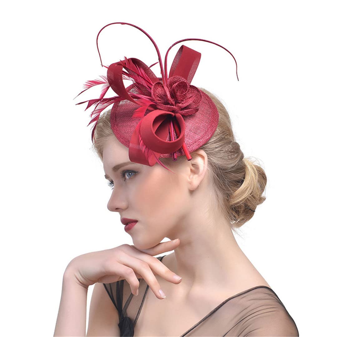 Cotton Mesh Hat for Women Wedding Solid Cocktail Tea Party Hair Accessories Hairpin Headband Navy