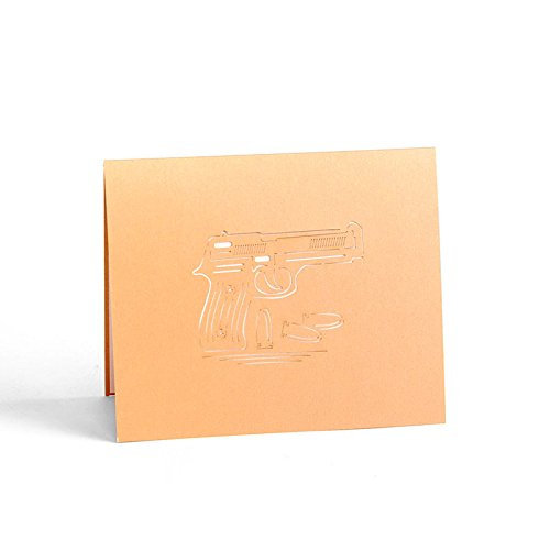HUNGER Handmade 3D Pop Up Gun Sharpshooter Birthday Cards Creative Greeting Cards Papercraft (Q513202)