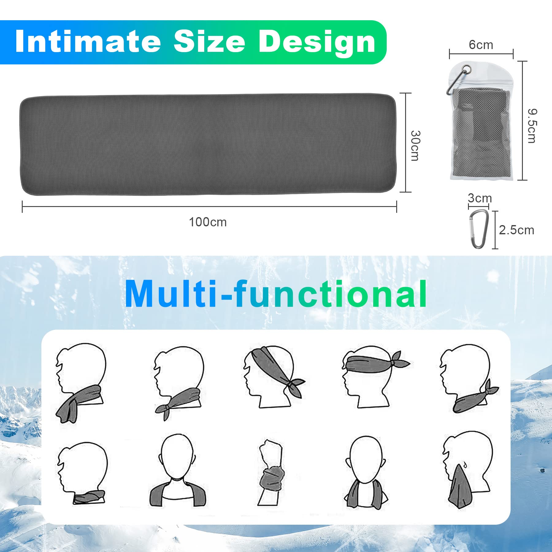 Cooling Towel 4 Pack (40”×12”), Ice Towels for Neck and Face,Soft Breathable Chilling Towel,Microfiber Towel for Disney, Yoga,Golf, Gym,Camping,Running