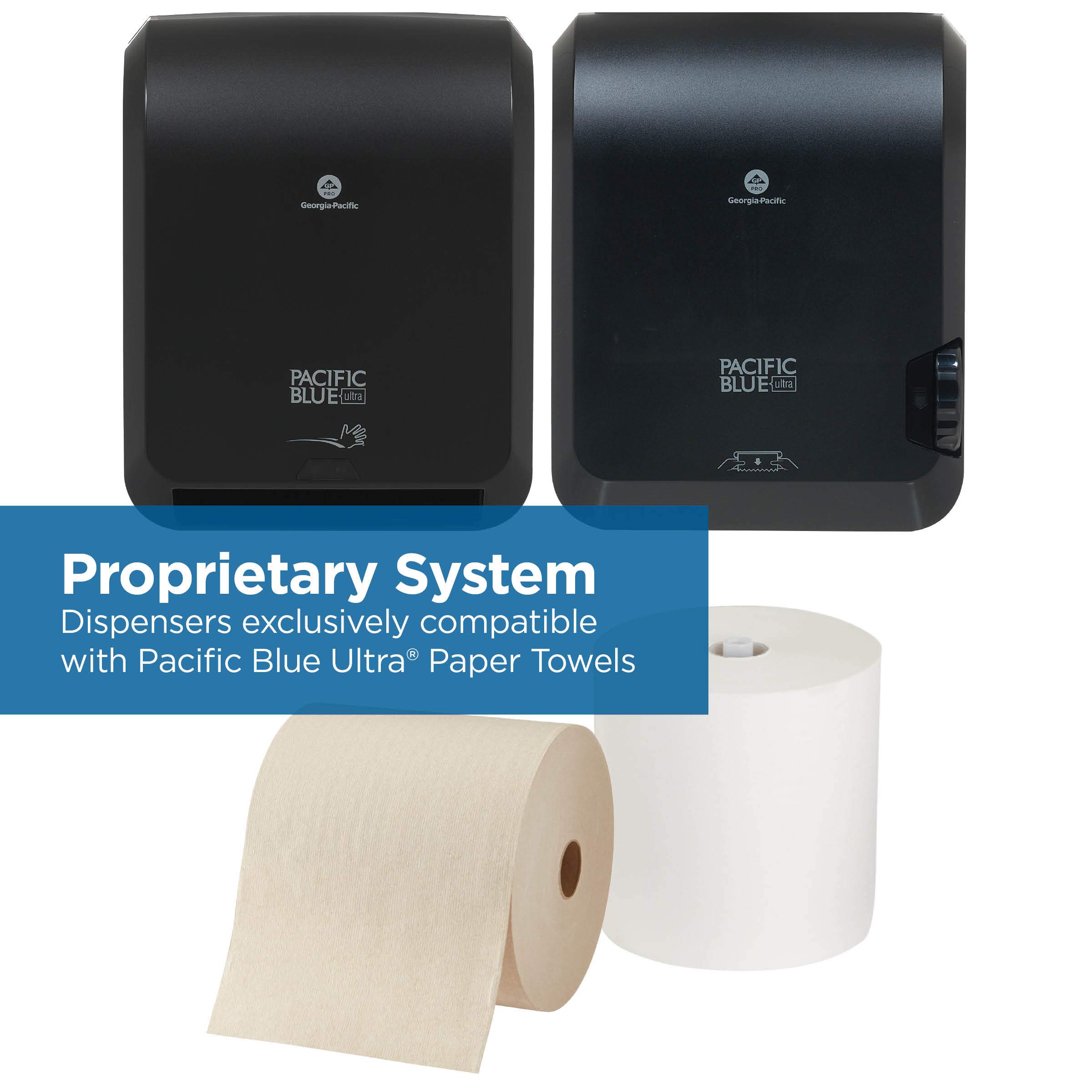 Pacific Blue Ultra 8" High-Capacity Recycled Paper Towel Rolls by GP PRO (Georgia-Pacific), White, 26491, 1,150 Linear Feet Per Roll, 3 Rolls Per Case