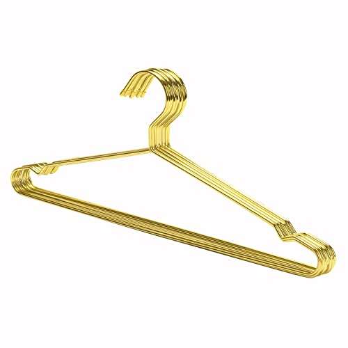 Nature Smile17.7 inches Gold Metal Coat Hangers, Space Saving Wire Hangers, Metal Clothes Hangers, Standard Suit Hangers Ideal for Everyday Use,10 Pack, Gold