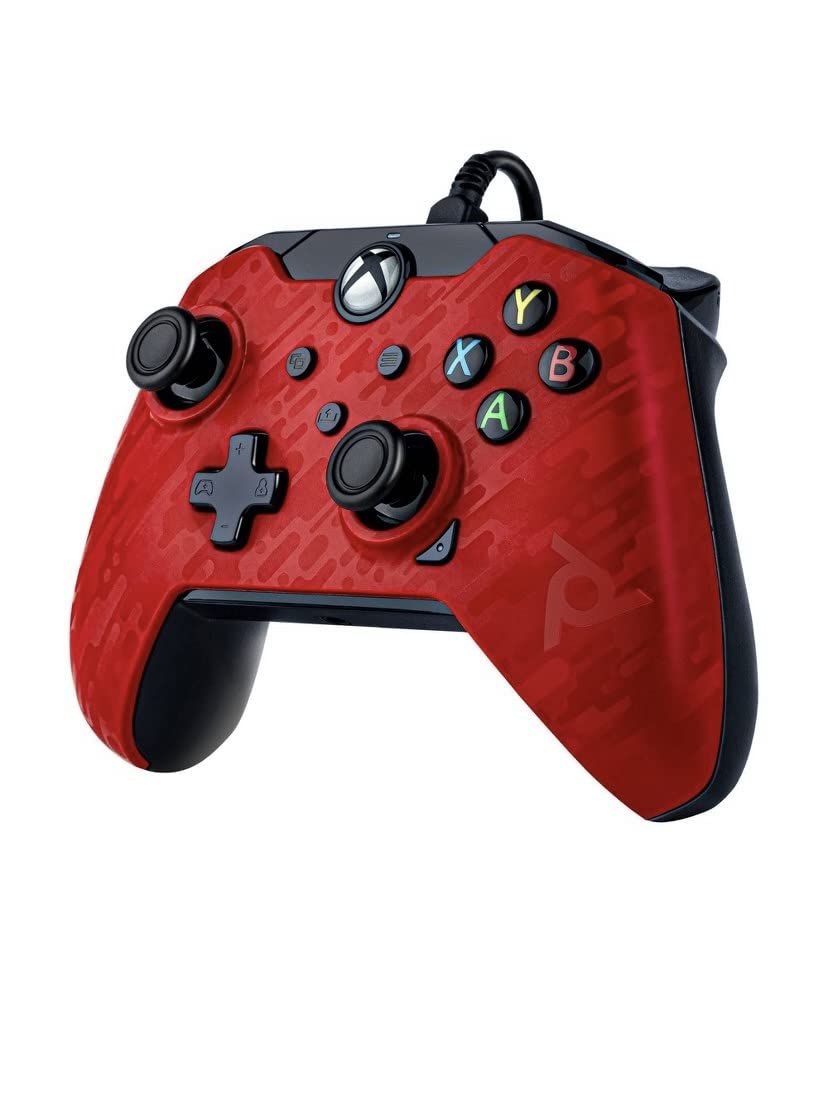 PDP Wired Game Controller - Xbox Series X|S, Xbox One, PC/Laptop Windows 10, Steam Gaming Controller - Perfect for FPS Games - Dual Vibration Videogame Gamepad - Red Camo/Camouflage