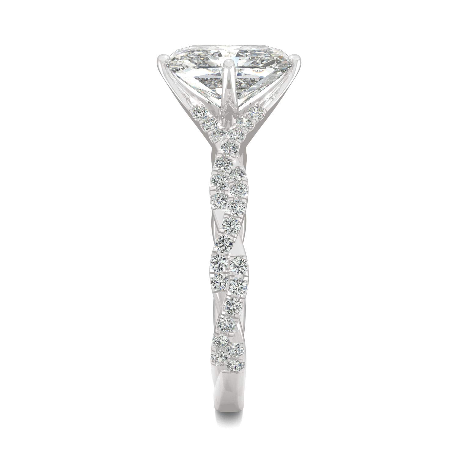 Charles & Colvard Created Moissanite 9x7mm Radiant Cut Statement Ring for Women | 3.1 cttw DEW | Lab Grown | Solid 14K White Gold with Rhodium | Size 7