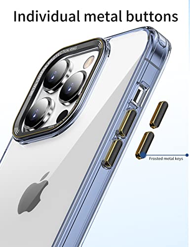 Kakalux iPhone 14Pro Compatible Clear case with Metal Lens Protection, Two-Tone Individual Metal Buttons and Cushioned airbag Drop Protection for iPhone 14Pro -(Green).