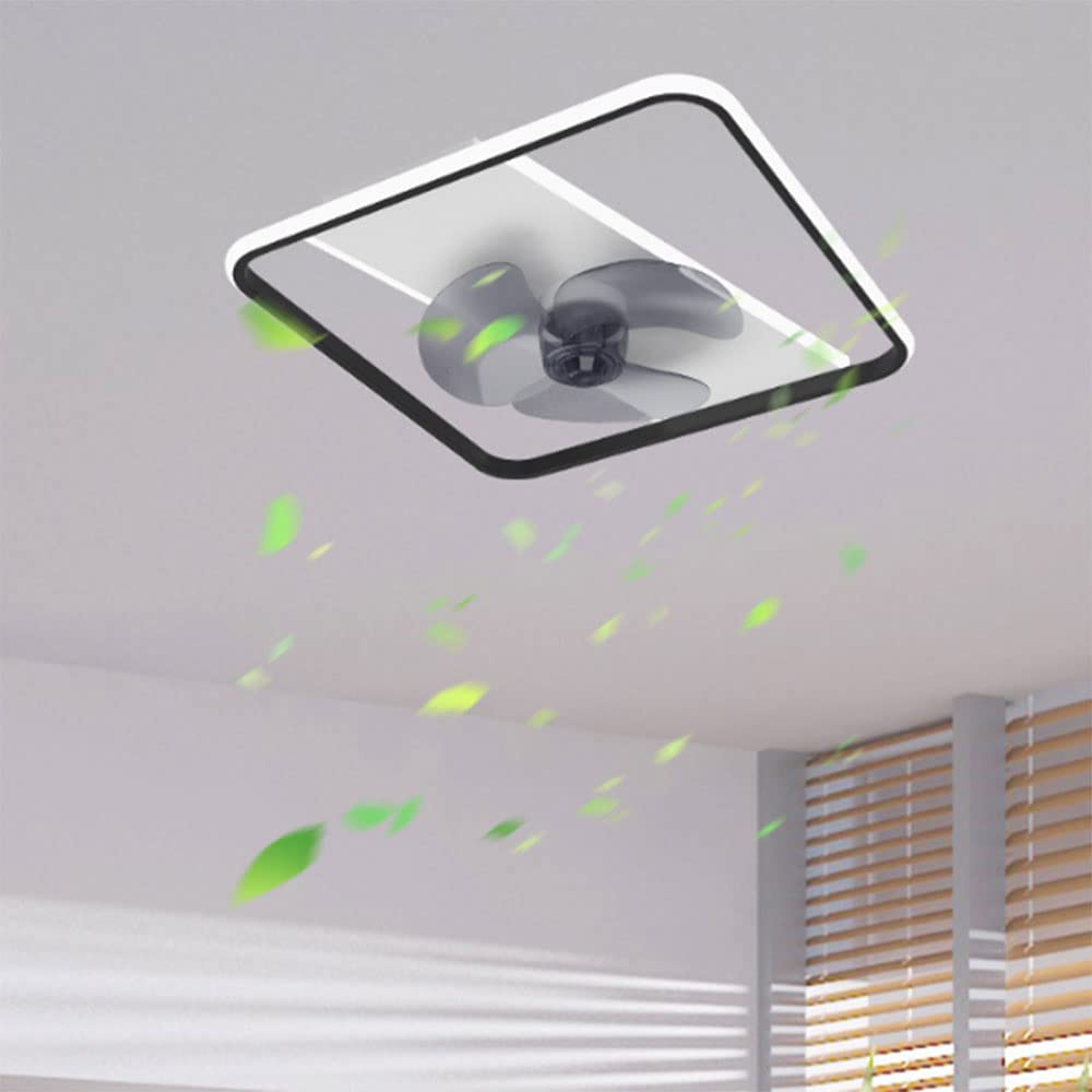 CAZARU FXJ Square Modern LED Fan Ceiling Light, Adjustable 3 Wind Speed, Dimmable Fan Ceiling Light with Remote, 64W Modern LED Fan Chandelier, Home Office, Ø 40 Cm Interesting Life