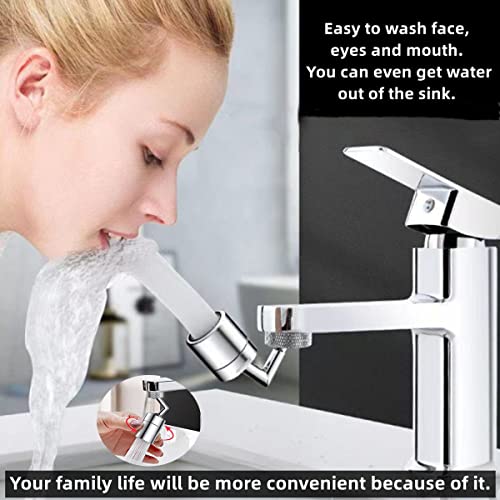 Faucet Extender for Kitchen Sink,720 Degree Swivel Sink Faucet Aerator for Kitchen and Bathroom Water Saving Faucet Sprayer Attachment Moveable Kitchen Tap Head (Two Water Modes) (HUICHEN-0002)